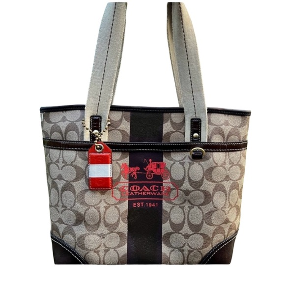 Coach | Bags | Coach 207 Heritage Signature Stripe Tote Bag | Poshmark